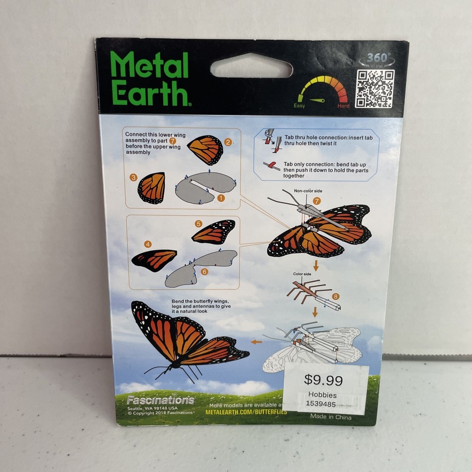 Fascinations Metal Earth Monarch Butterfly 3D Laser Cut Steel Model Kit ...