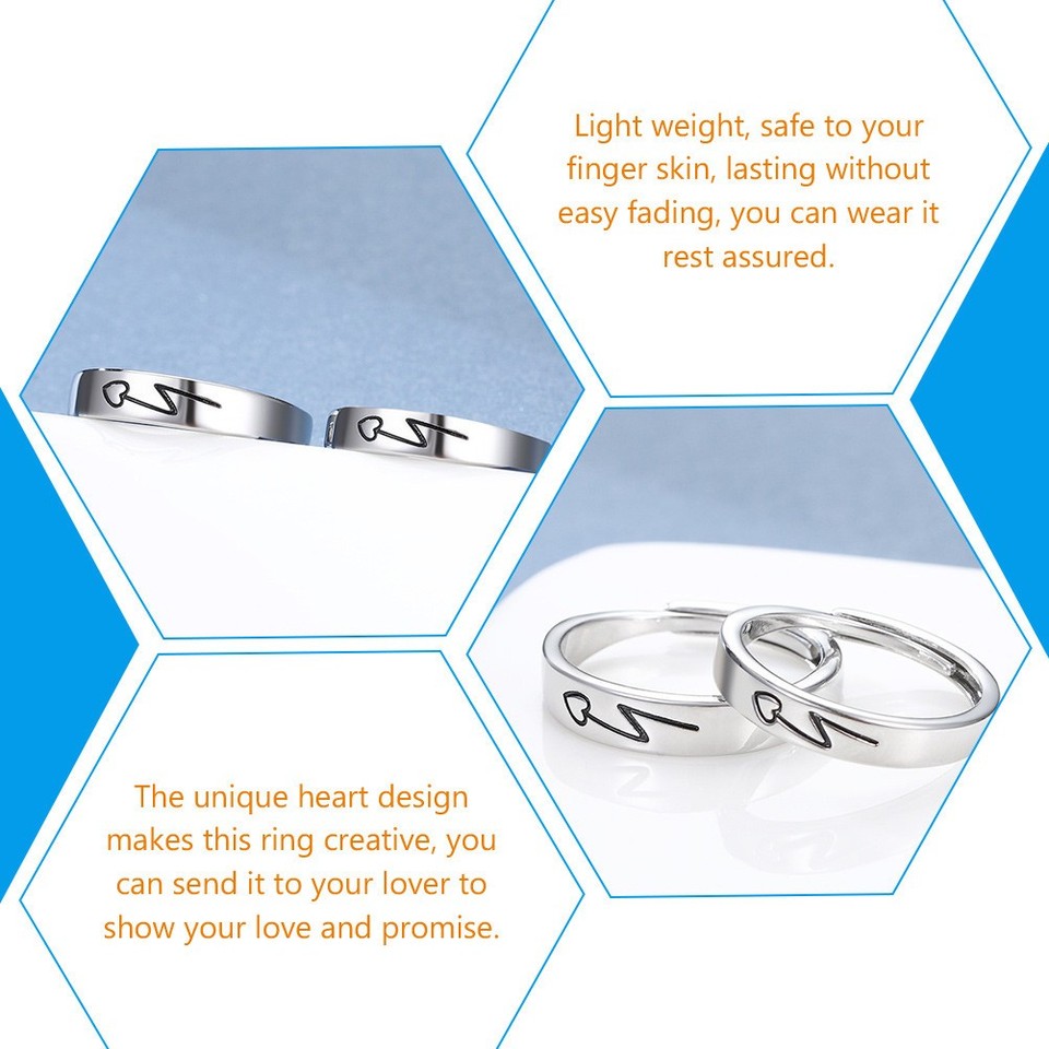 2 Pcs Ring Decor for Couples Lover Rings Wedding Women Adjustable ...