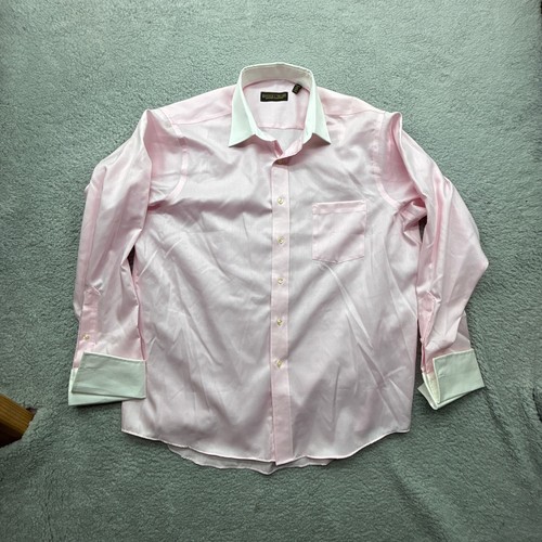 Donald J Trump Shirt Men 17x34/35 Pink Signature Collection Contrast ...