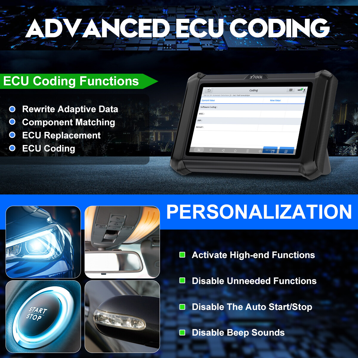 XTOOL D7W All System Diagnostic Bi-directional Scanner ECU Coding Tool ...