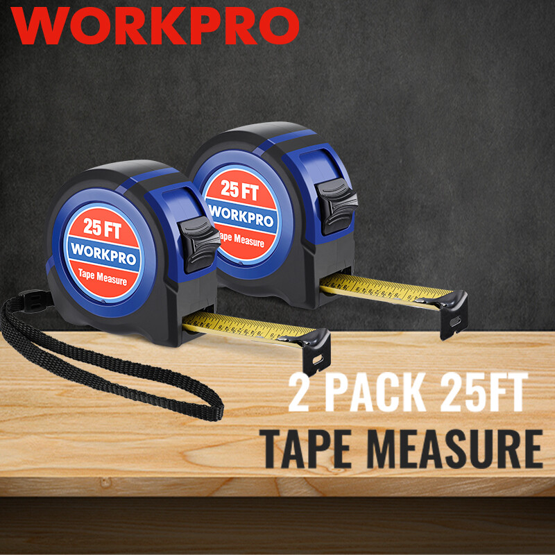 WORKPRO 2 Packs 25 FT Tape Measure 1/8"and 1/32" Accuracy Belt Clip ...