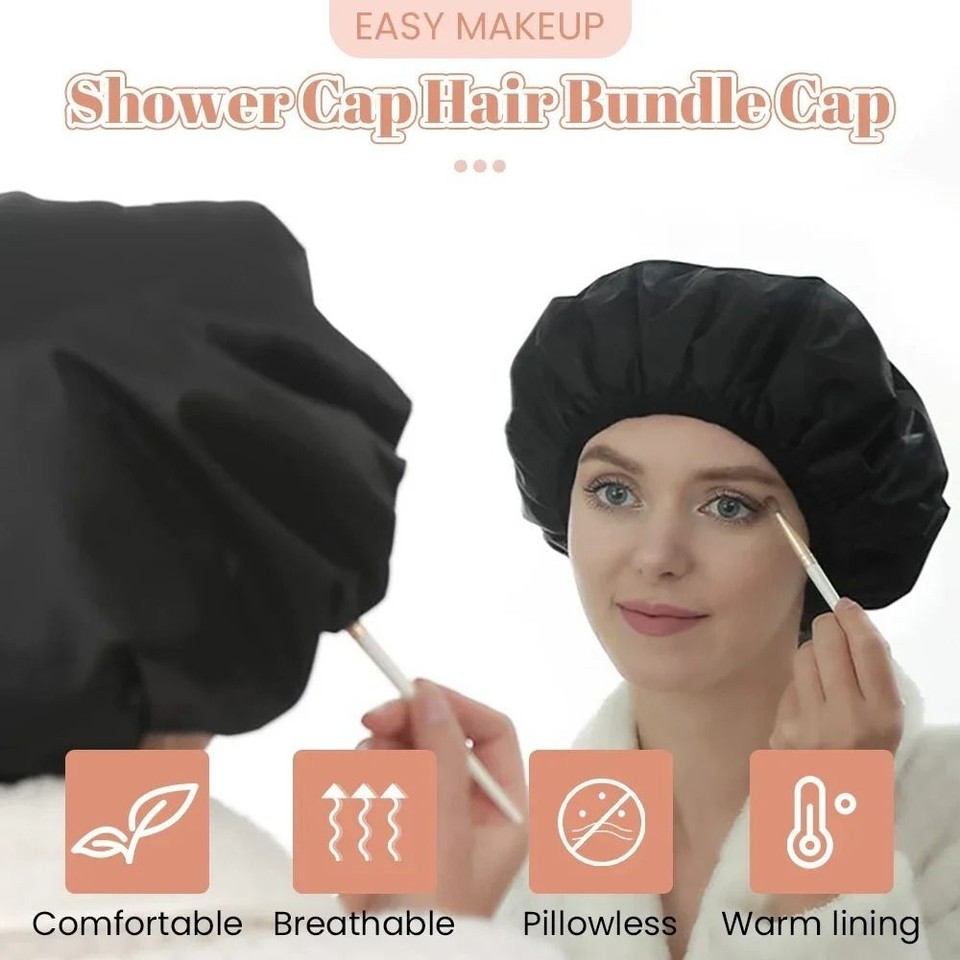 Shower Cap Terry Cloth Lined EVA Exterior Reusable Triple Layer ...