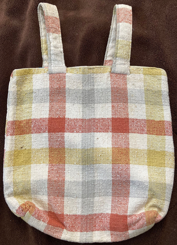Retro / Vintage 1970s Shopping Bag Lined 2 Handles Beige Orange ...