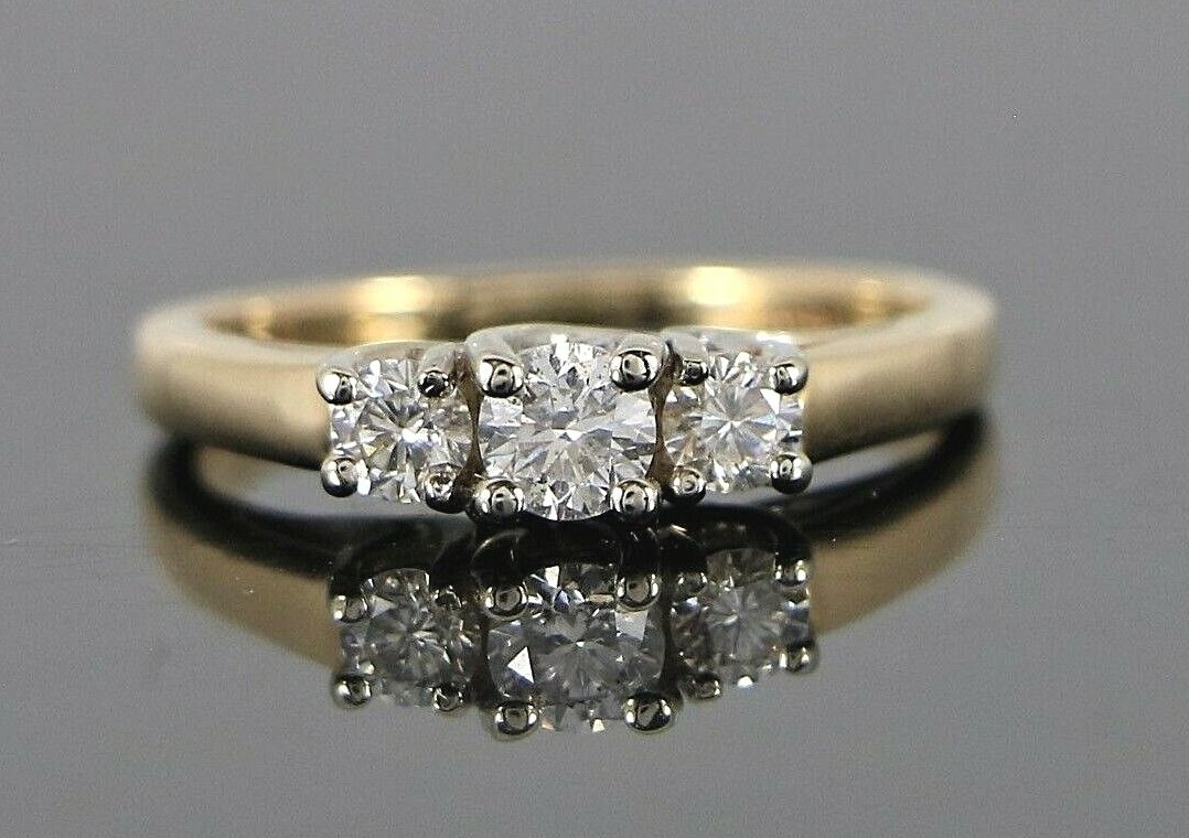 $1,800 Kay Magic Glo 14K Yellow Gold Platinum Round 3 Diamond ...