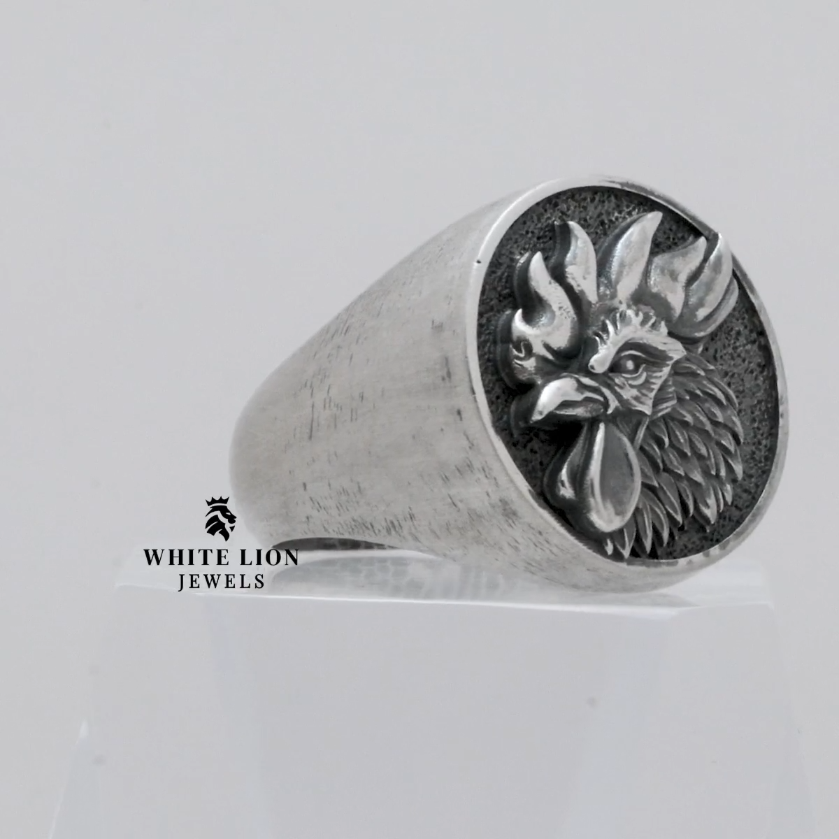 Rooster Cock Bird Chicken Men 925 Silver Signet Biker Rider Ring Gift ...