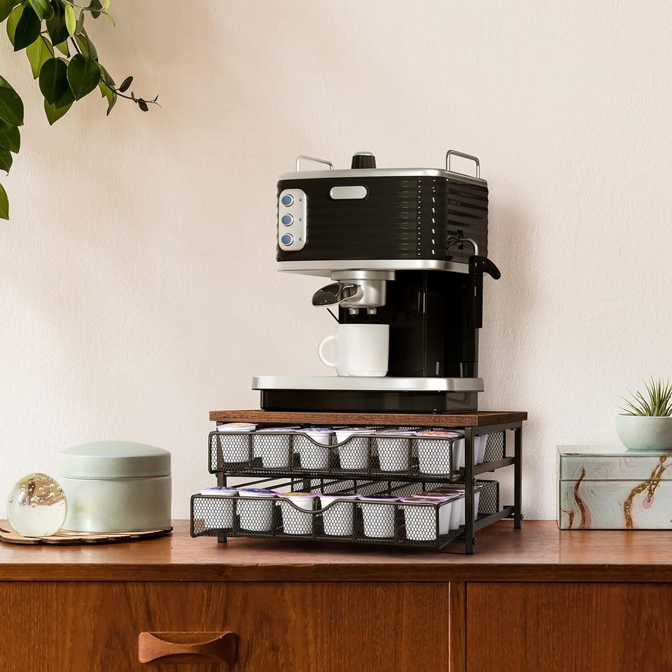 2-Tier Coffee Pod Drawer Holder 72 K-Cup Storage Organizer Coffee ...