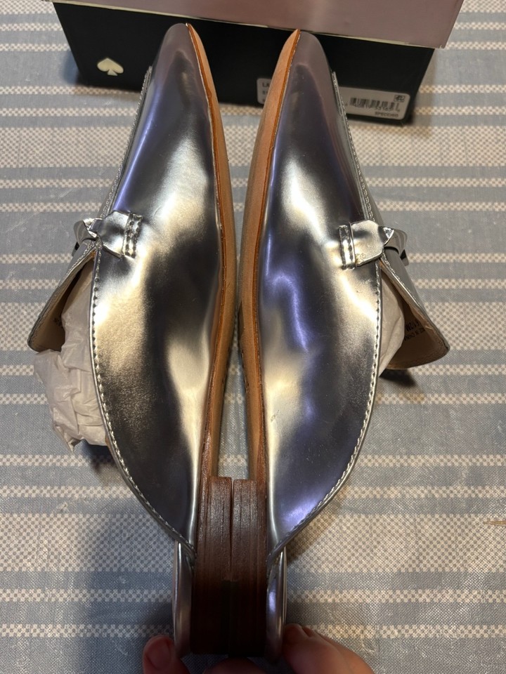Kate Spade New York Flats | Silver Metallic Mule Loafers Laura | Size 6 ...
