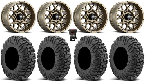 ITP Hurricane 15" Wheels Bronze 32" MotoVator Tires Textron Wildcat XX ...