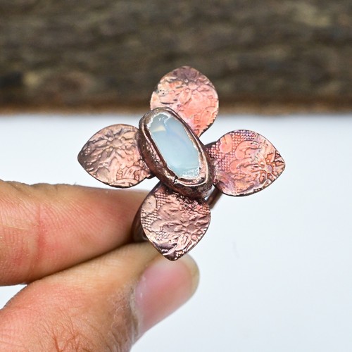 Ethiopian Opal Copper Electroformed Flower Handmade Ring Jewelry ...