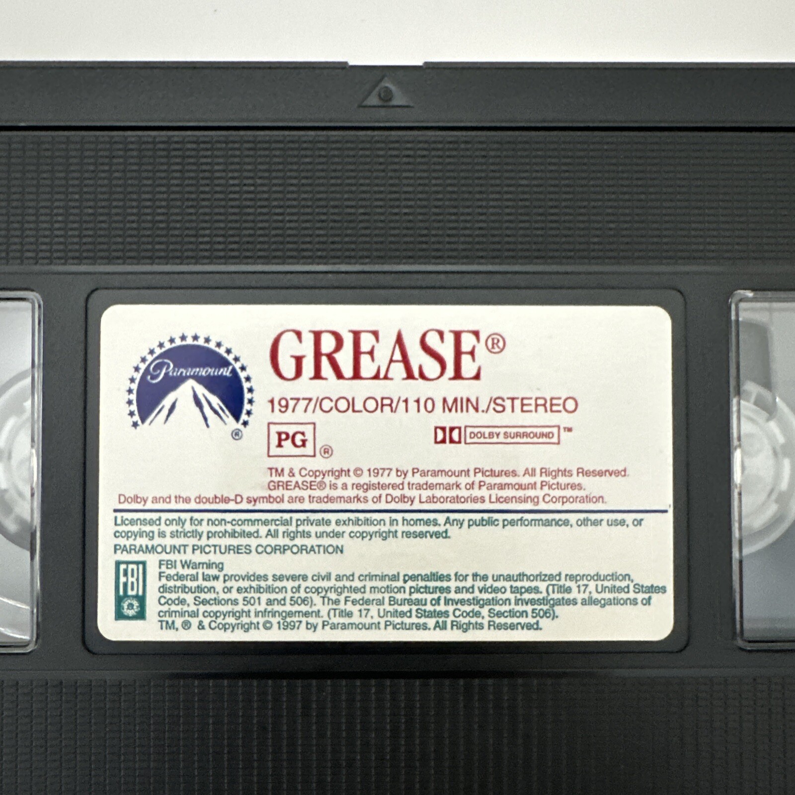 Grease VHS 1977 VCR Video Tape Movie John Travolta Olivia Newton-John ...