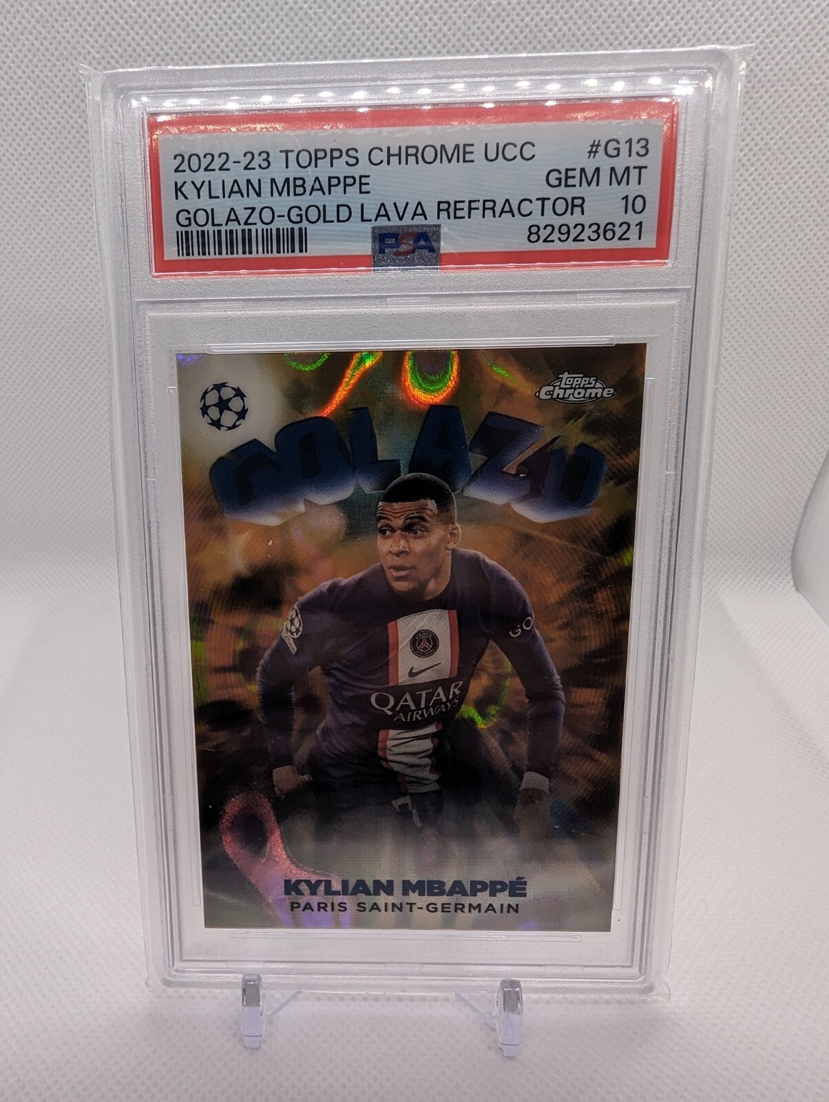 2022-23 Topps Chrome KYLIAN MBAPPE Gold Lava Refractor Golazo PSA 10 ...