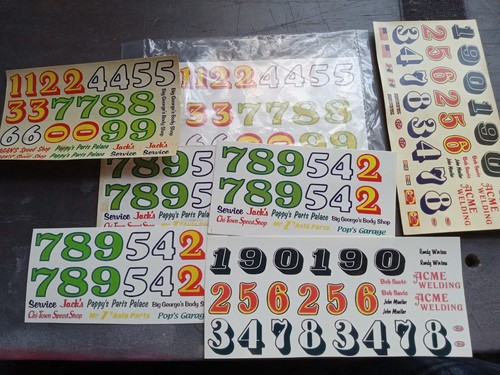 Lot of 7 AMT Dirt Modified Kit Numbers 1/25th Waterslide Decal Sheet | eBay