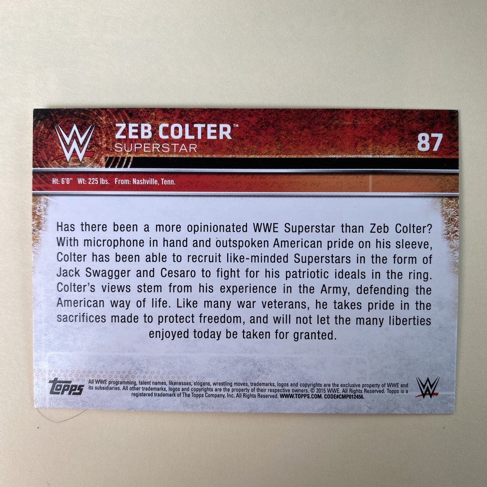 2015 Topps WWE Zeb Colter Superstar Raw #87 | eBay