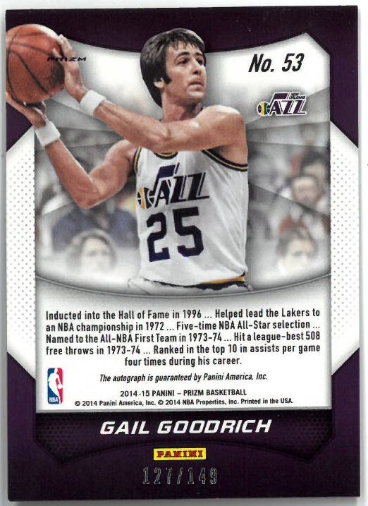 Gail Goodrich signed 2014-15 Panini Prizm Red Pulsar Basketball Card ...