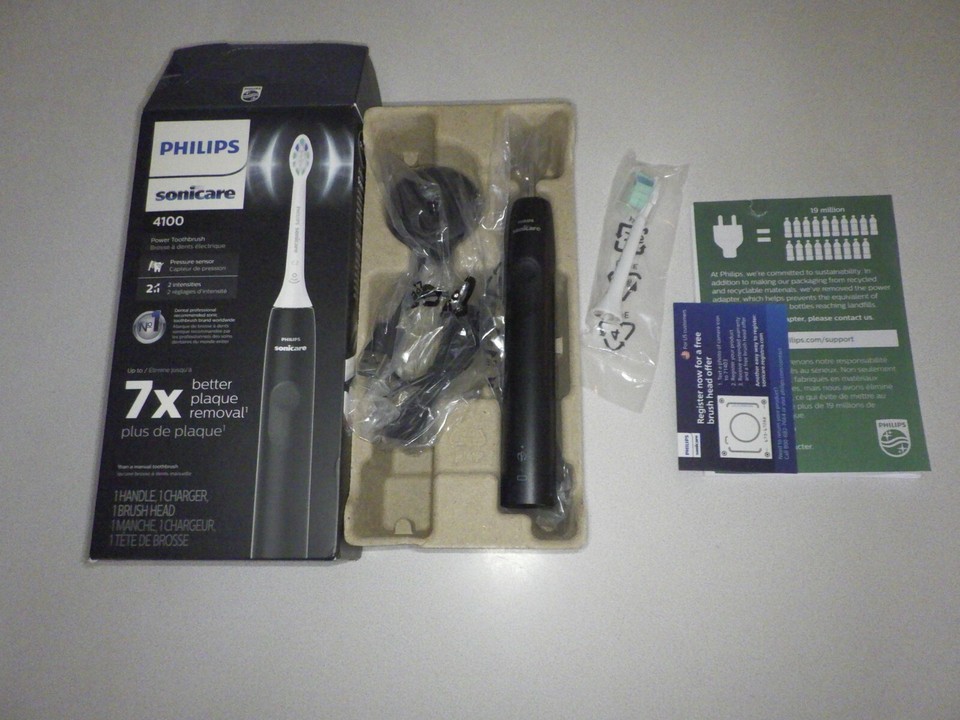 Philips Sonicare 4100 Power Toothbrush Rechargeable Electric Black NEW ...