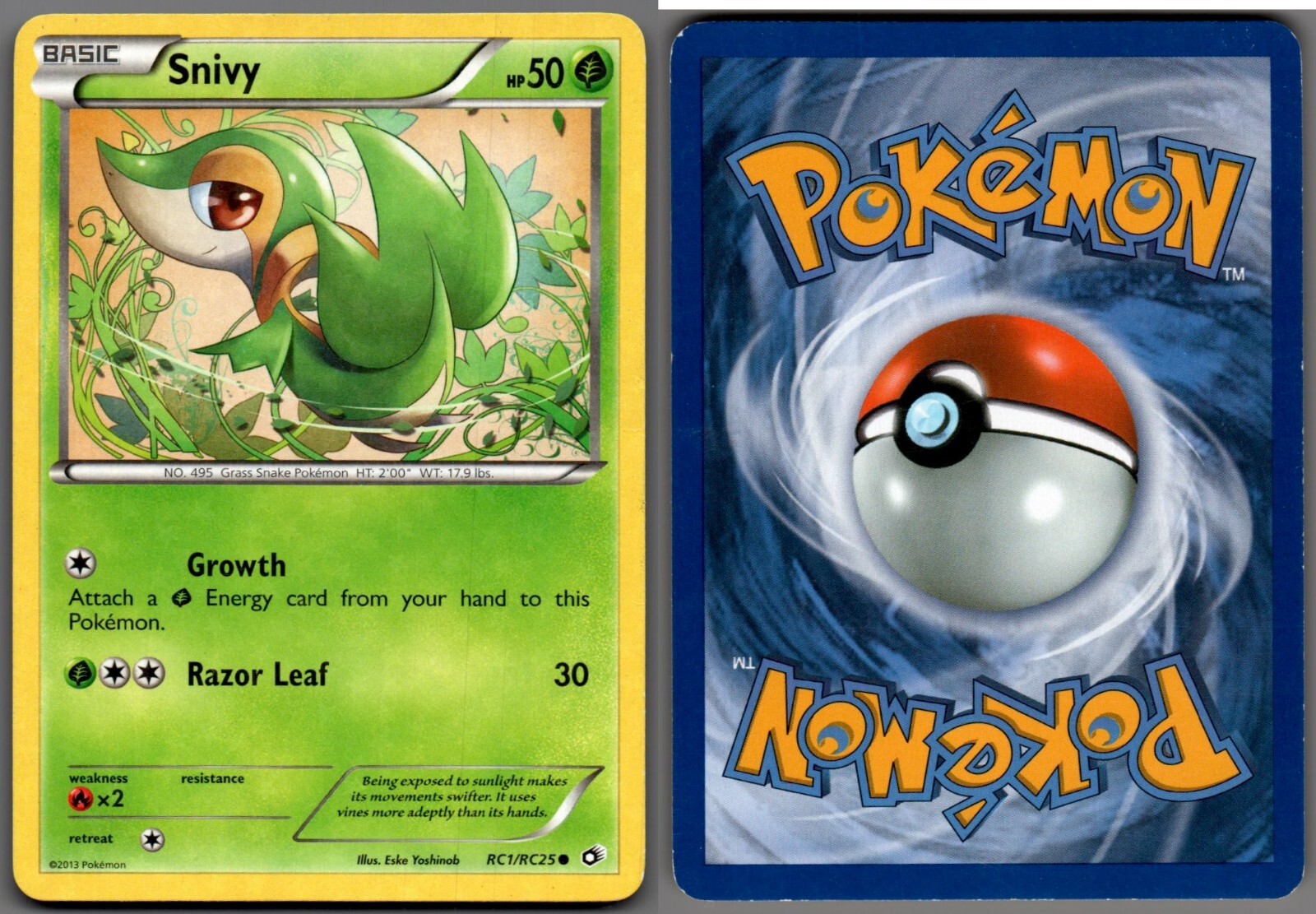 2013 Pokemon, Legendary Treasures: Radiant Collection, #RC1/RC25 Snivy ...