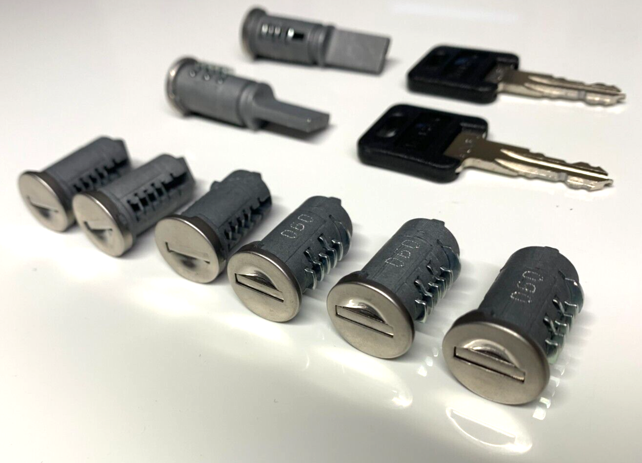 WD Lock Barrel Set 6 Short Tang 2 Long Tang + 2 Keys Caravan Motorhome ...