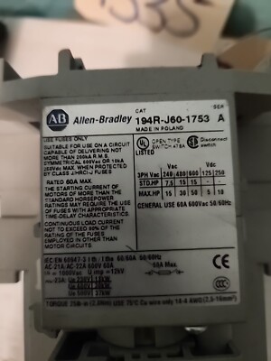 194R-J60-1753 Allen Bradley /A Rotary Disconnect Switch,60A | eBay