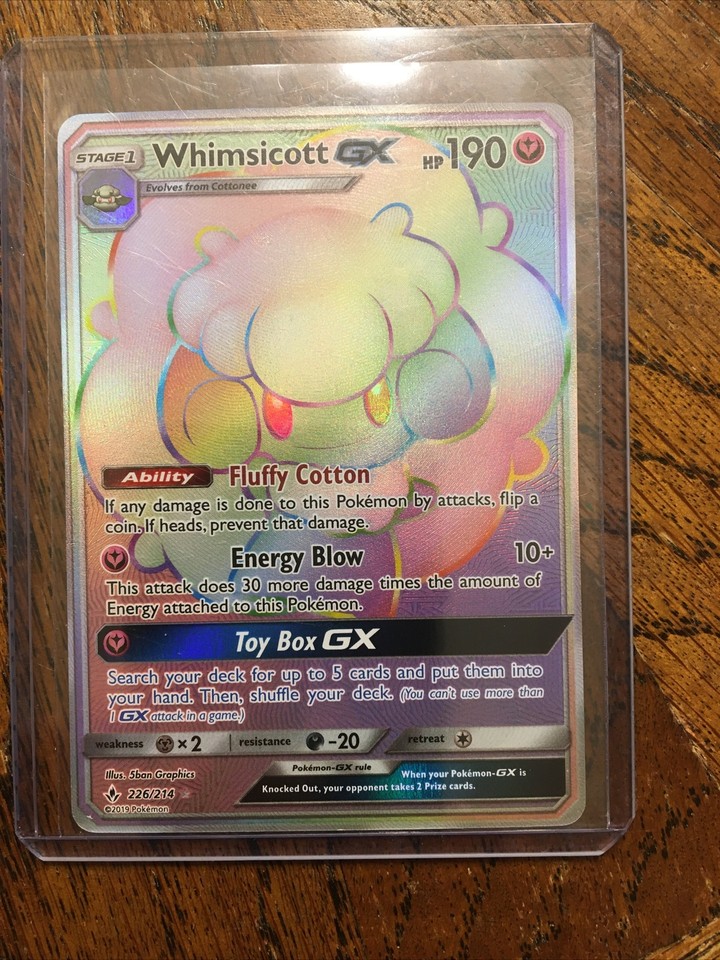 Whimsicott GX 226/214 Pokemon TCG Unbroken Bonds Rainbow Rare Near Mint ...