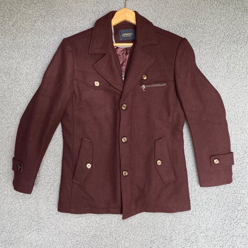 JIANYI Dress Jacket Men M Burgundy Wool Blend Business Casual Fitted ...