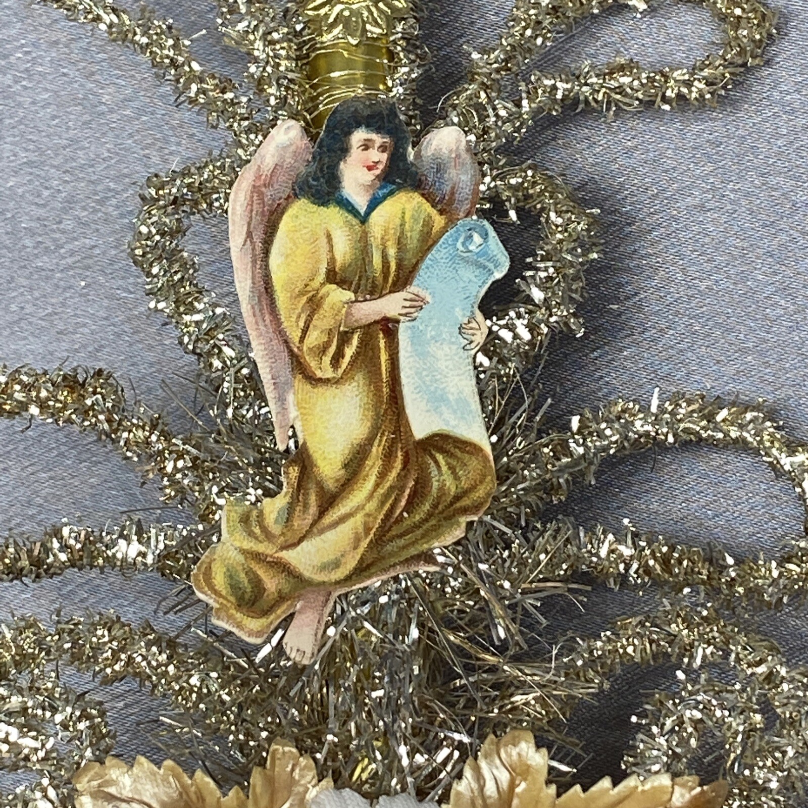 D BLUMCHEN & Co Floral Baroque Angel TINSEL Die Cut Wire Blown Glass ...