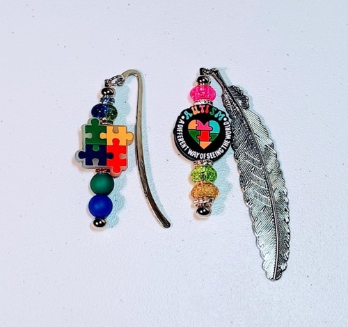 NEW Handmade! Autism Awareness Beaded Metal Bookmarks 2pc | eBay