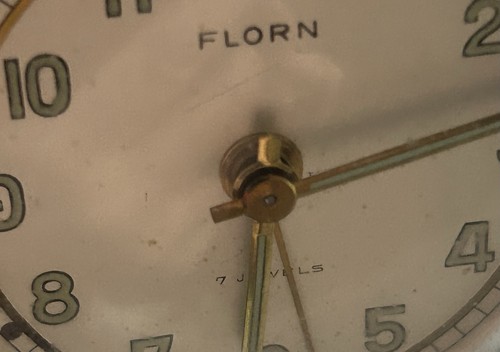 vtage florn 7 jewel brass wind-up travel alarm clock/working/german in ...