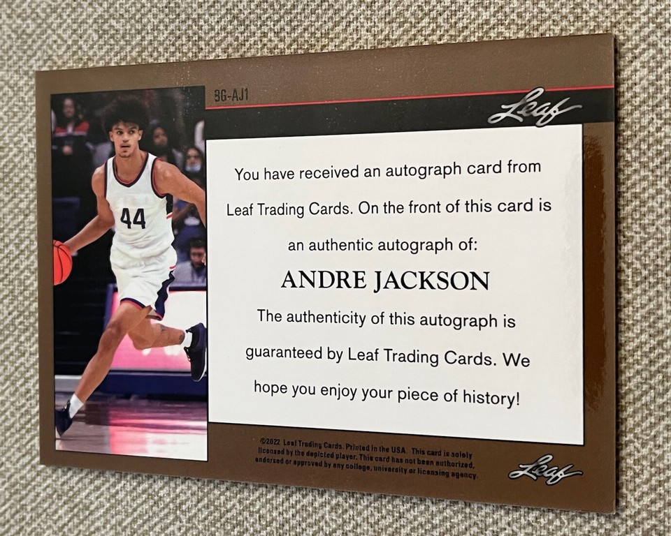 ANDRE JACKSON 2021-22 Leaf Memories Autograph UCONN HUSKIES ARC ...