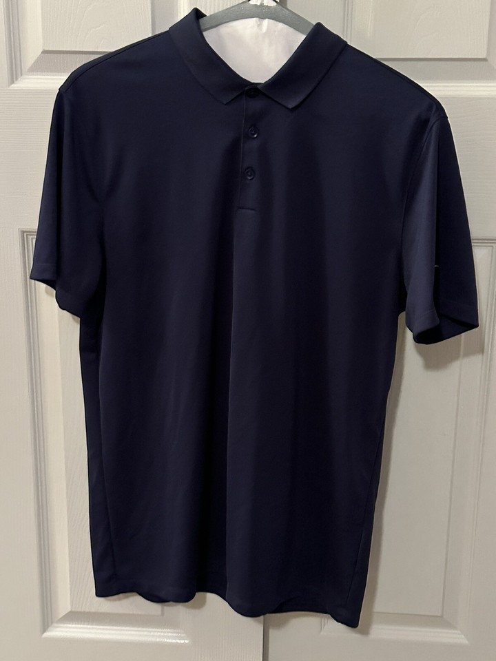 NIKE MENS POLO SHIRT - M - NAVY BLUE DRI-FIT POLY STRETCH PERFORMANCE ...