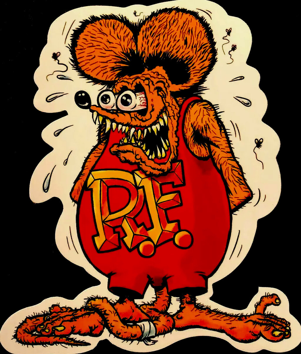 RAT FINK STICKER “RAT ORANGE & RED” 3 1/2“ X 4“ MATTE FINISH COOL COLOR ...