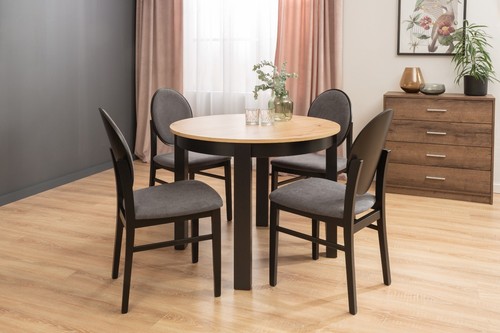 Extendable Round Dining Table Oval Oak Effect Black Seats 4 - 12 105 ...