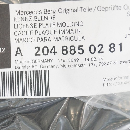 MB C-CLASS W204 FRONT BUMPER NUMER SURROUND PLATE A2048850281 2012 NO🇺🇸 ...