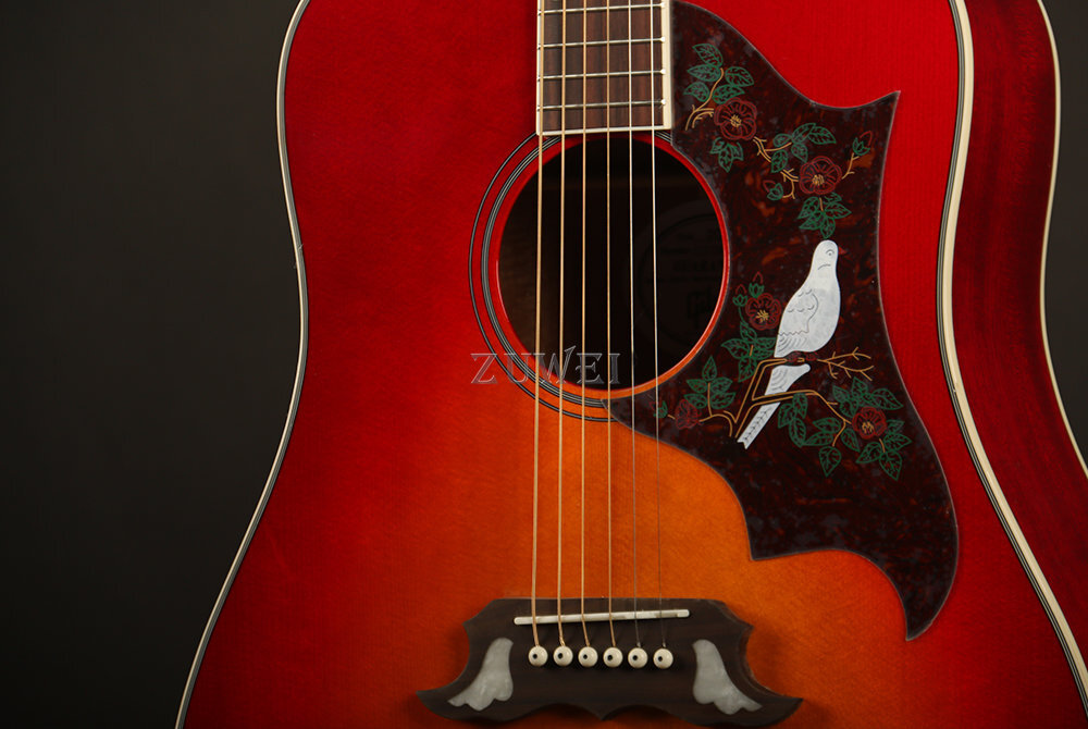 41 Inches D Type Custom Dove Acoustic Guitar Cherry Sunburst Spruce Top ...