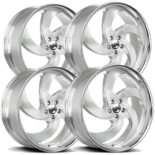 (Set-4) Strada C05 Retro 5 22x10 5x5.5" +20mm Brushed SSL Wheels Rims ...