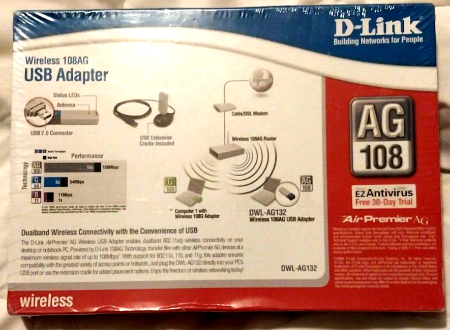 D-Link Air Premier AG DWL-AG132 Wireless 108AG USB Adapter | eBay