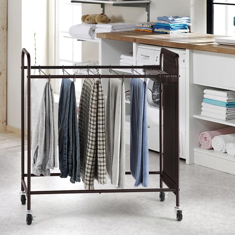 Rolling Pants Trolley Pants Hangers Pants Rack with 30 Hangers Closet ...