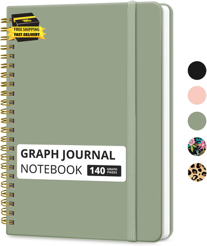 Graph Spiral Journal Notebook for Women & Men, 140 Pages, Graph Paper ...
