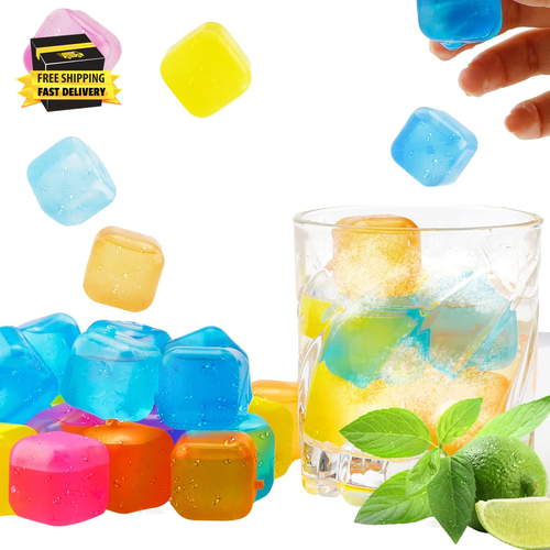 Reusable Ice Cubes for Drinks Square Plastic Ice Cubes 20 Pack Freeze ...