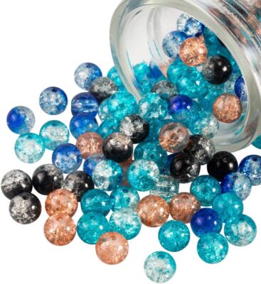 200x Random Crackle Glass Beads 8mm Winter Beads Round DIY Jewelry ...