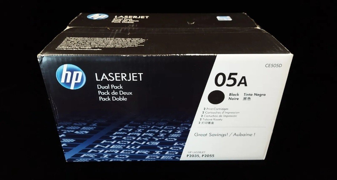 HP 05A CE505D Dual Pack Black Toner Cartridge P2035 / P2055 NEW SEALED ...