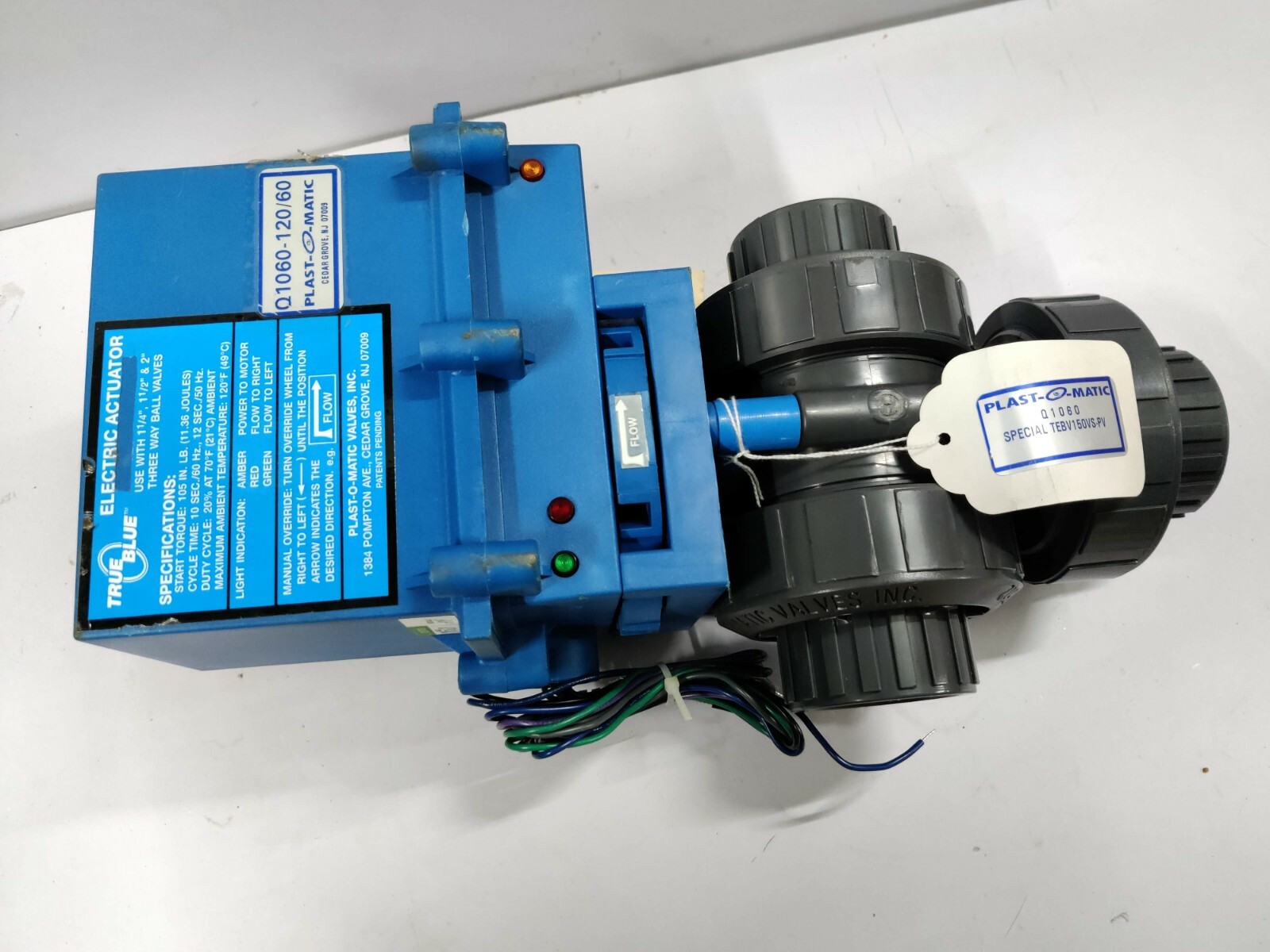 Plast O Matic Valve Q1060-120/60 True Blue Electric Actuator | eBay