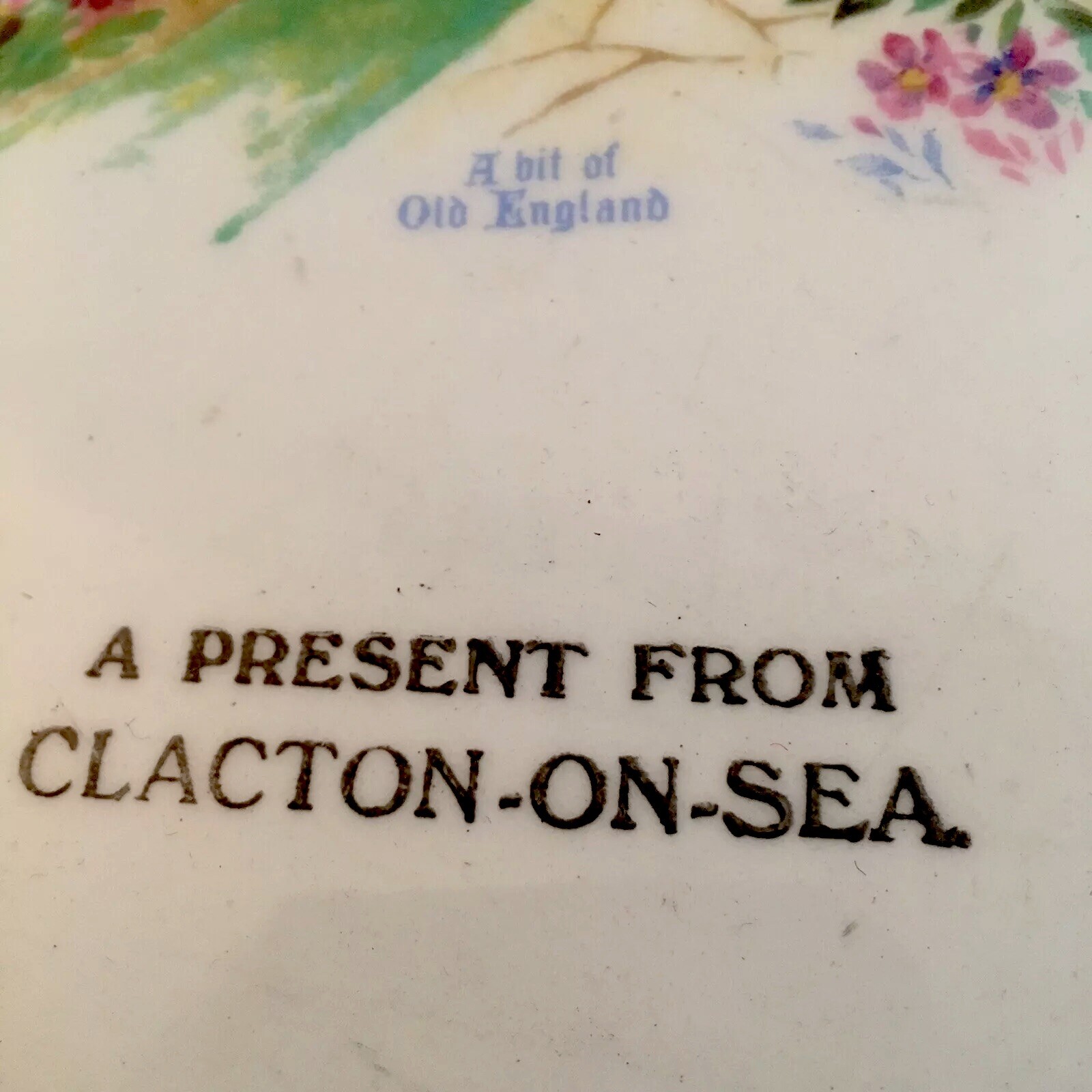 Antique A Present From CLACTON ON SEA Pottery Bread Plate A Bit Of Old ...