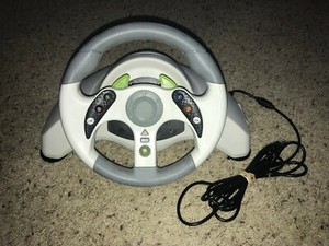 Microsoft Xbox 360 Mad Catz MC2 White Racing Steering Wheel *TESTED ...