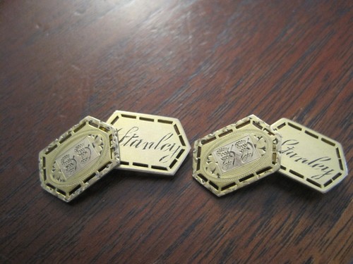 10K GOLD FILLED ETCHED MONOGRAMMED "SS" "STANLEY" CUFFLINKS | eBay