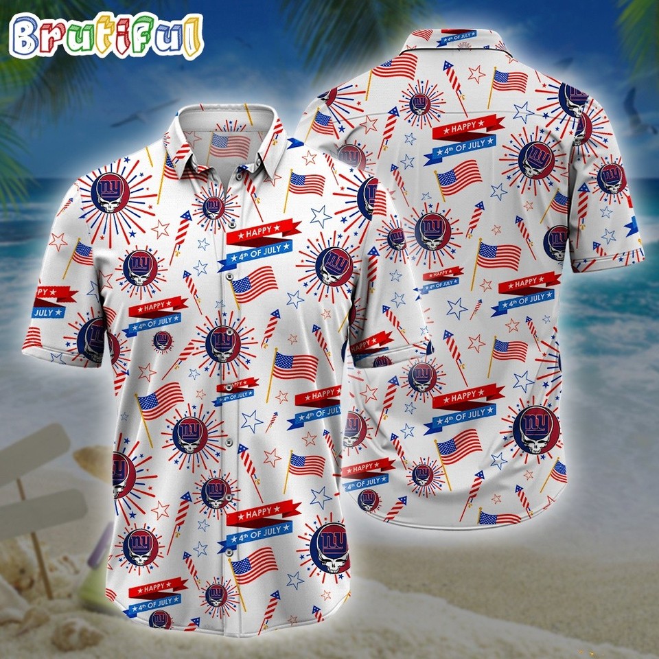 NFL New York Giants 4th Of July Grateful Skull Head Hawaiian Shirt | eBay
