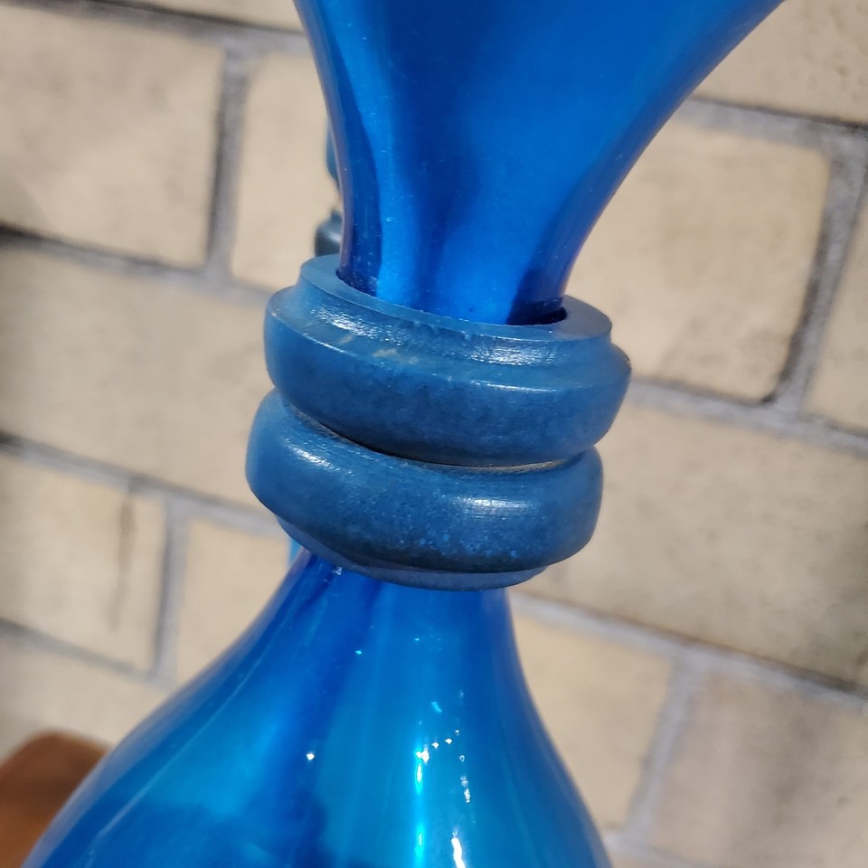 Huge Wood Blenko Hourglass Blue w/ Ocean Glass 1970's Visitor Center ...