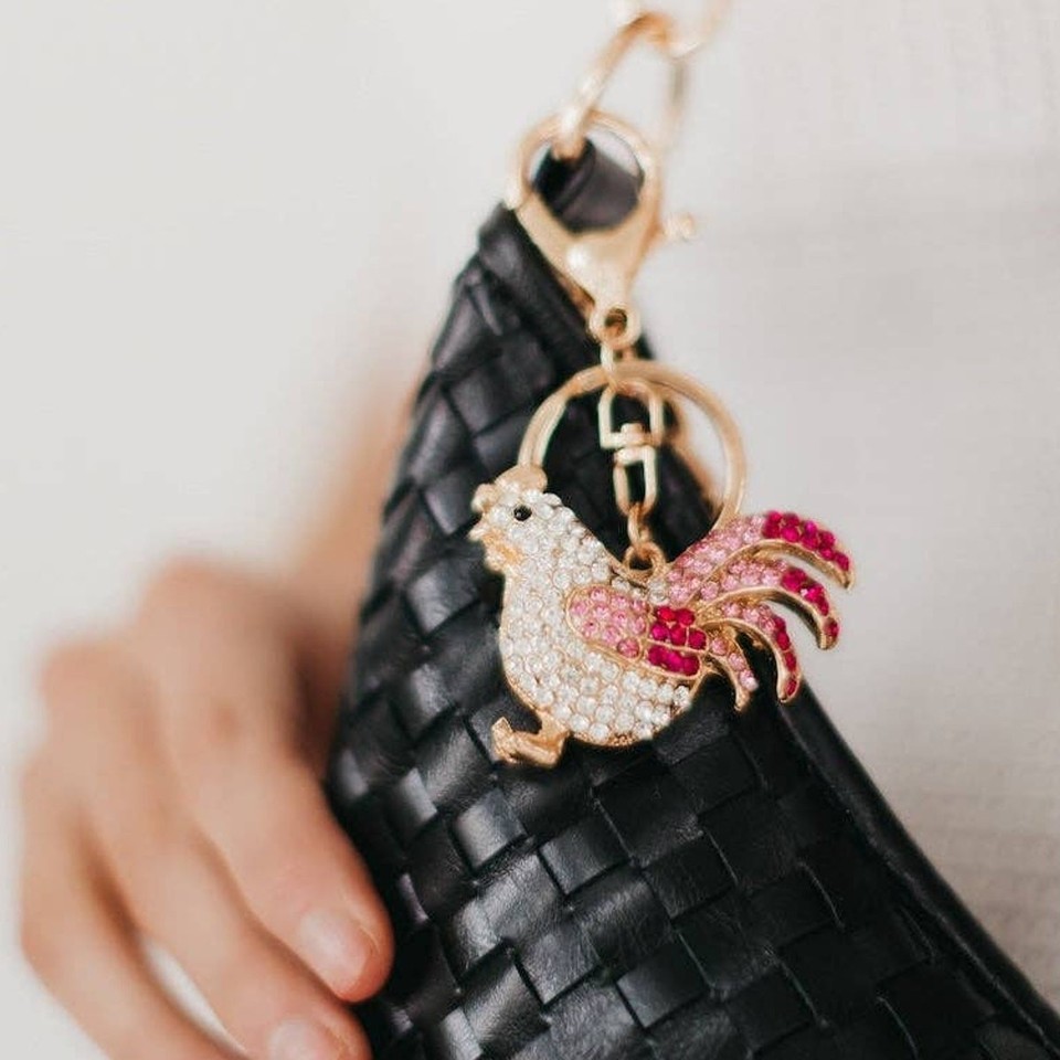 Bling Crystal Southern Girl Rooster Bag Charm Key Chain | eBay
