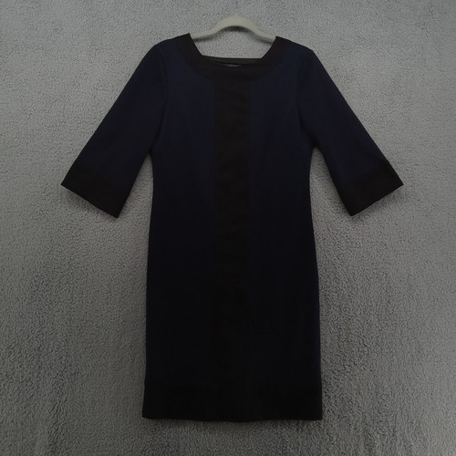 Tahari Dress Womens 4 Black Navy Color Block Tunic 3/4 Sleeve Basic ...