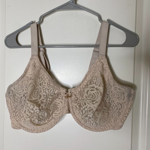 Wacoal Beige Halo Lace Molded Underwire Bra 40DD Floral Design Unlined ...