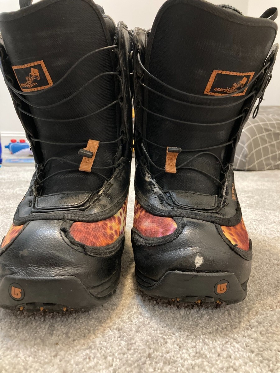 Burton Emerald Sz 8 Black Orange Cheetah Leopard Womens Burton Emerald Sz 8 Black Orange Cheetah Leopard Womens